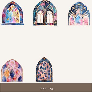 Watercolor Stained-glass Windows Clipart, Vintage Church Window With ...