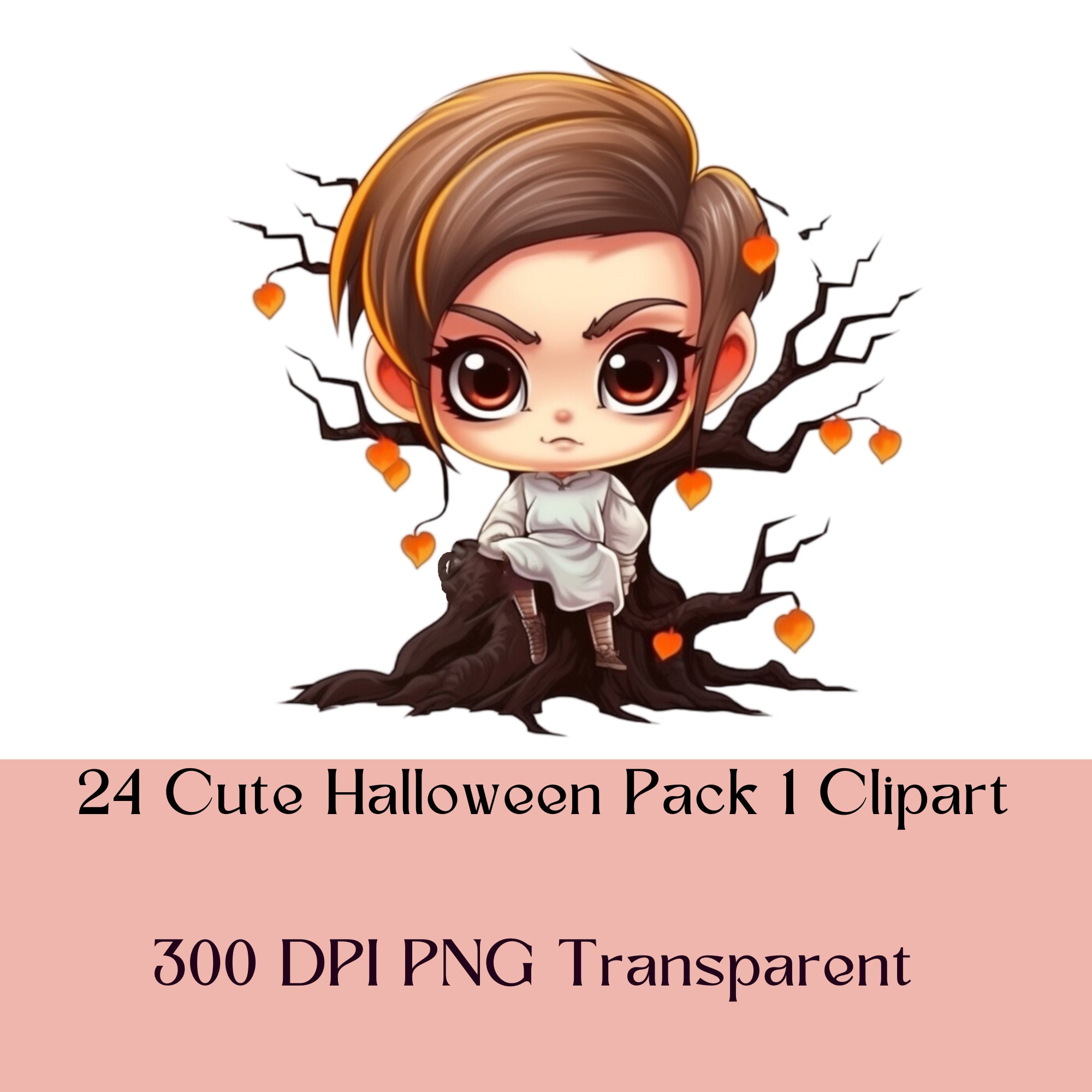 24 Cute Halloween Clipart Bundle, Spooky Tree, Cute Bats, Pumpkins ...