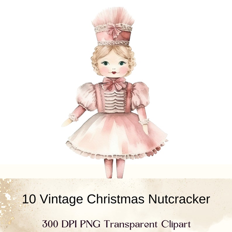 Vintage Christmas Nutcracker Clipart, Watercolor Clipart, Christmas ...