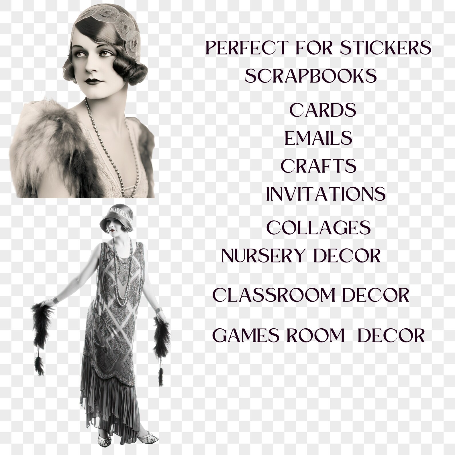 Flapper Girls 1920's, Vintage Women Clipart, Digital Image, Sublimation ...
