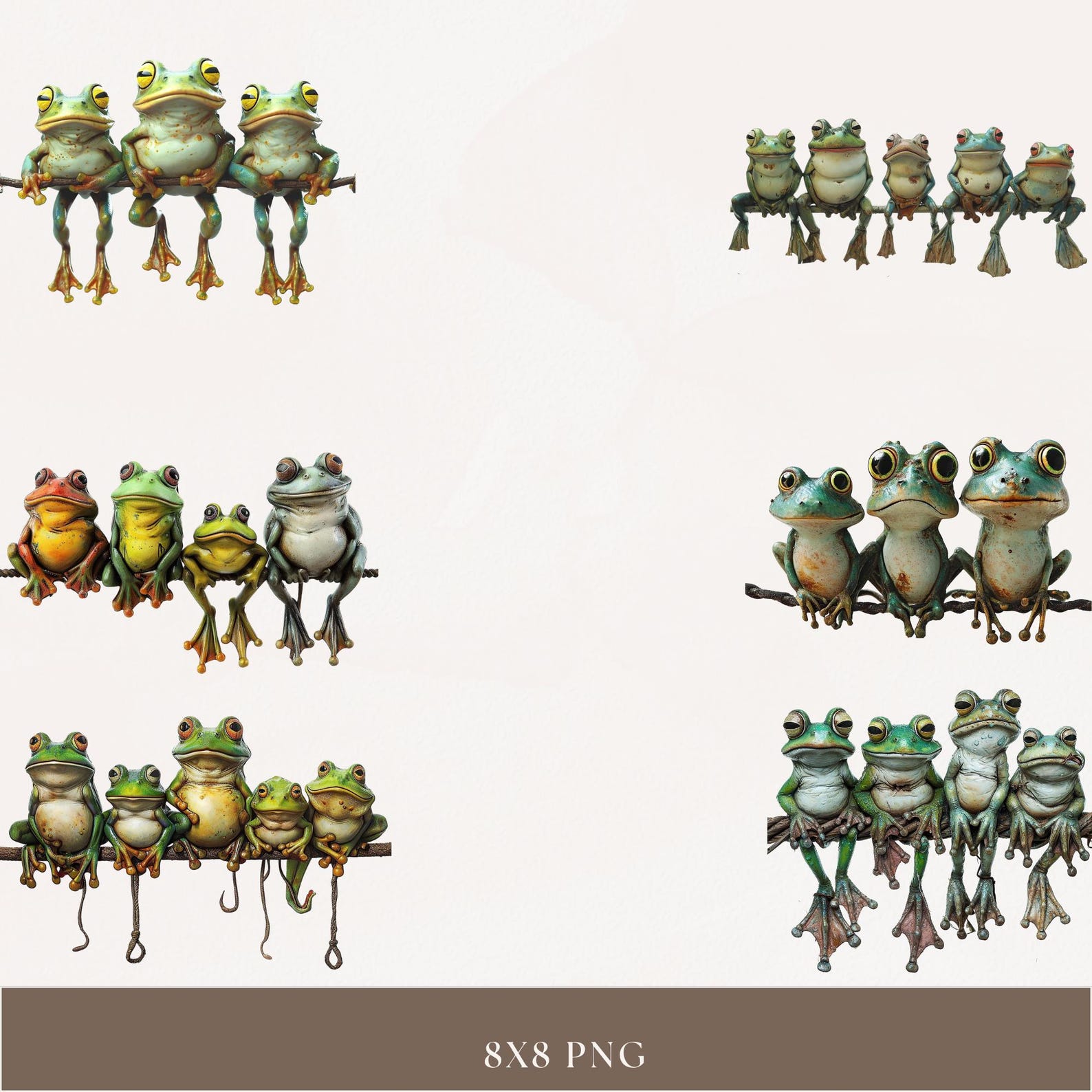 Whimsical Frog Clipart, Quirky Frogs, Frogs on A Rope Clip Art, Frog ...