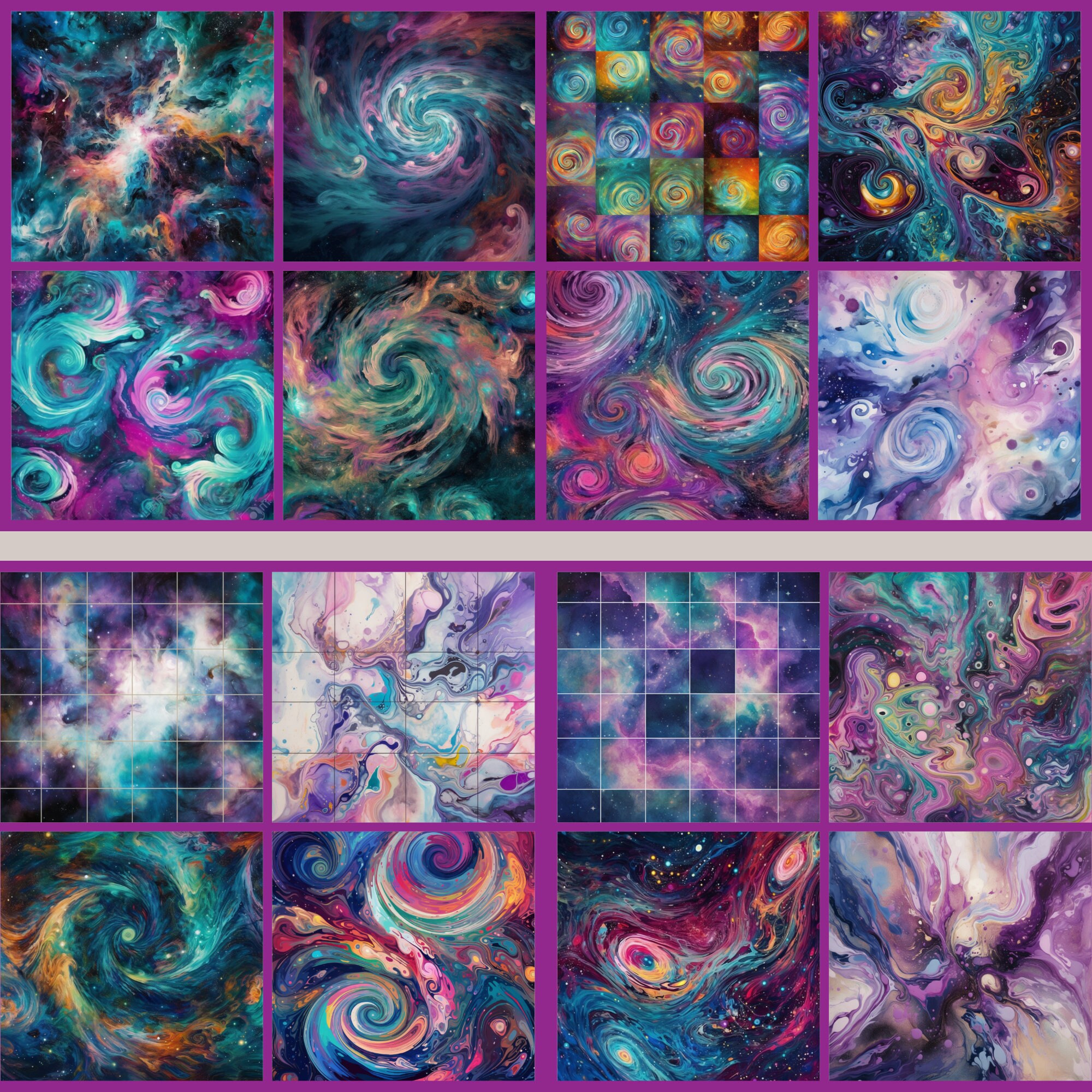 Galaxy Starry Digital Paper, Seamless Texture Galaxy Star Backgrounds ...