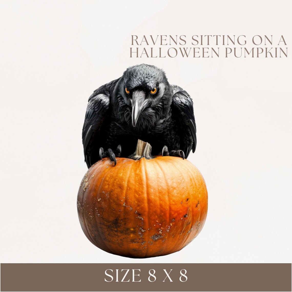 Halloween Clipart, Ravens Sitting on Pumpkins, Raven Clipart, Gothic ...