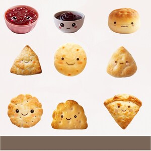 Cute Kawaii Scones and Cream Jam Graphics, Scones Clipart, Baby Shower ...