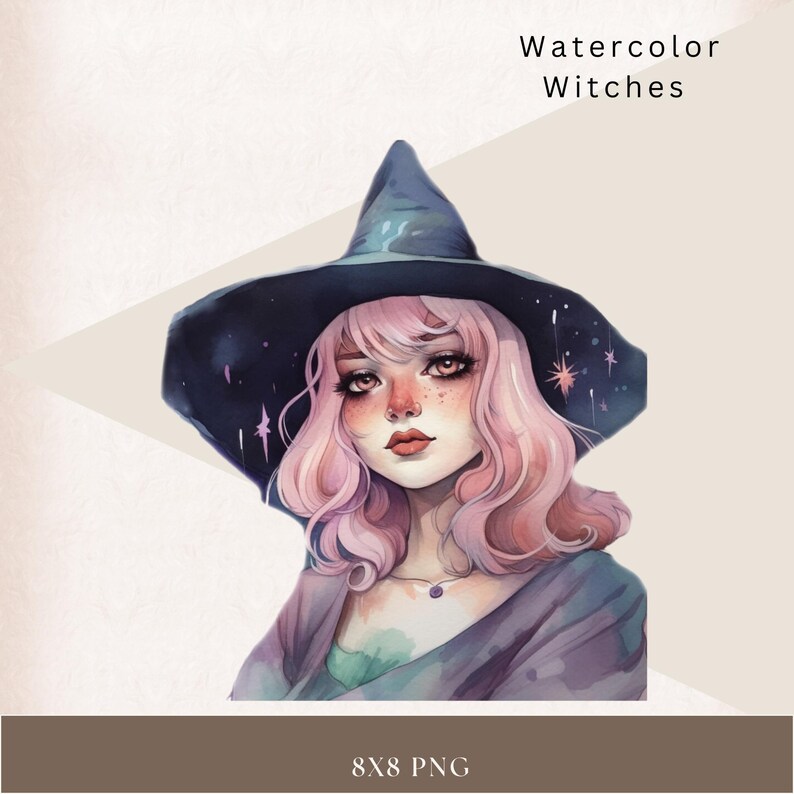 24 Witch Clipart Bundle, Watercolor Witches, Dark Fantasy Clipart ...