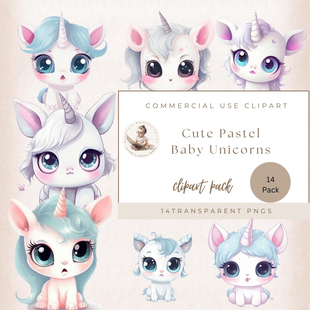 Cute Baby Unicorn Clipart, Baby Unicorn PNG, Pastel Fantasy ...