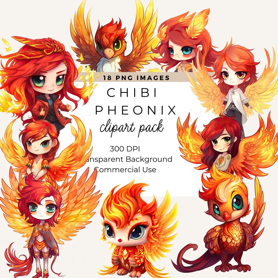 Cute Chibi Phoenix Clipart, Bird Clipart, Chibi Clipart, Commercial Use ...
