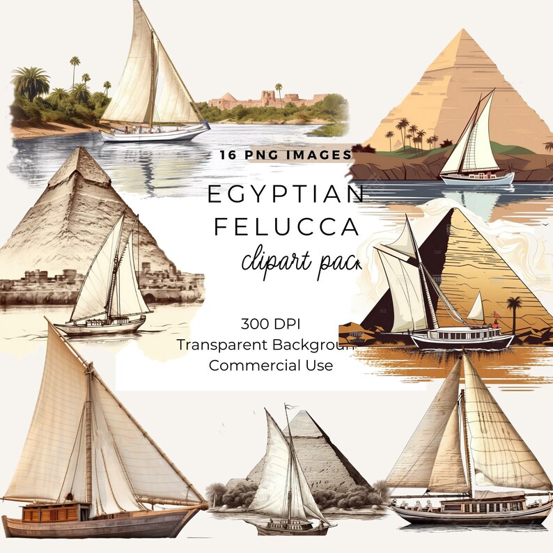 Ancient Egyptian Watercolor Boats Ancient Egypt Clipart - Etsy