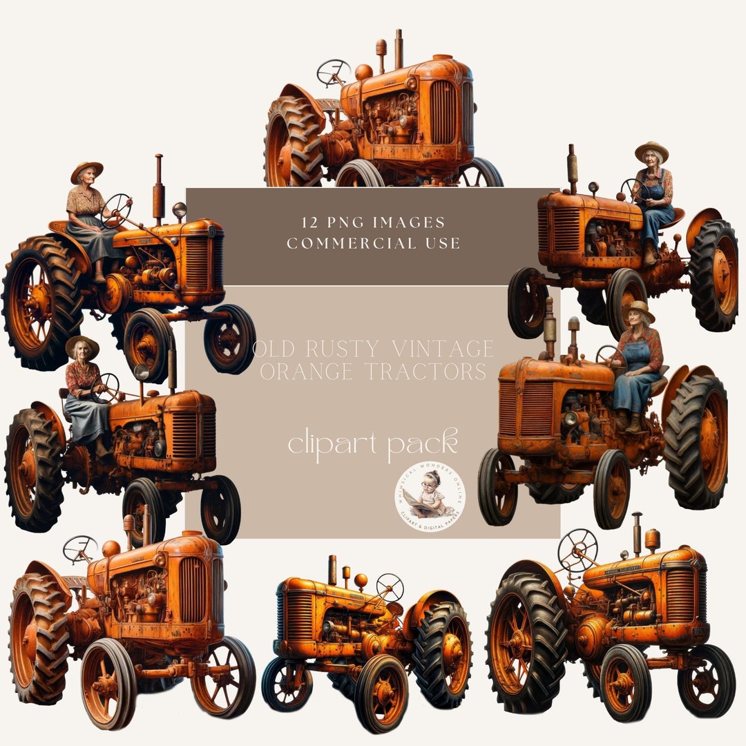Vintage Tractors, Farm Tractor Clipart, Old Rusty Orange Tractor Png ...
