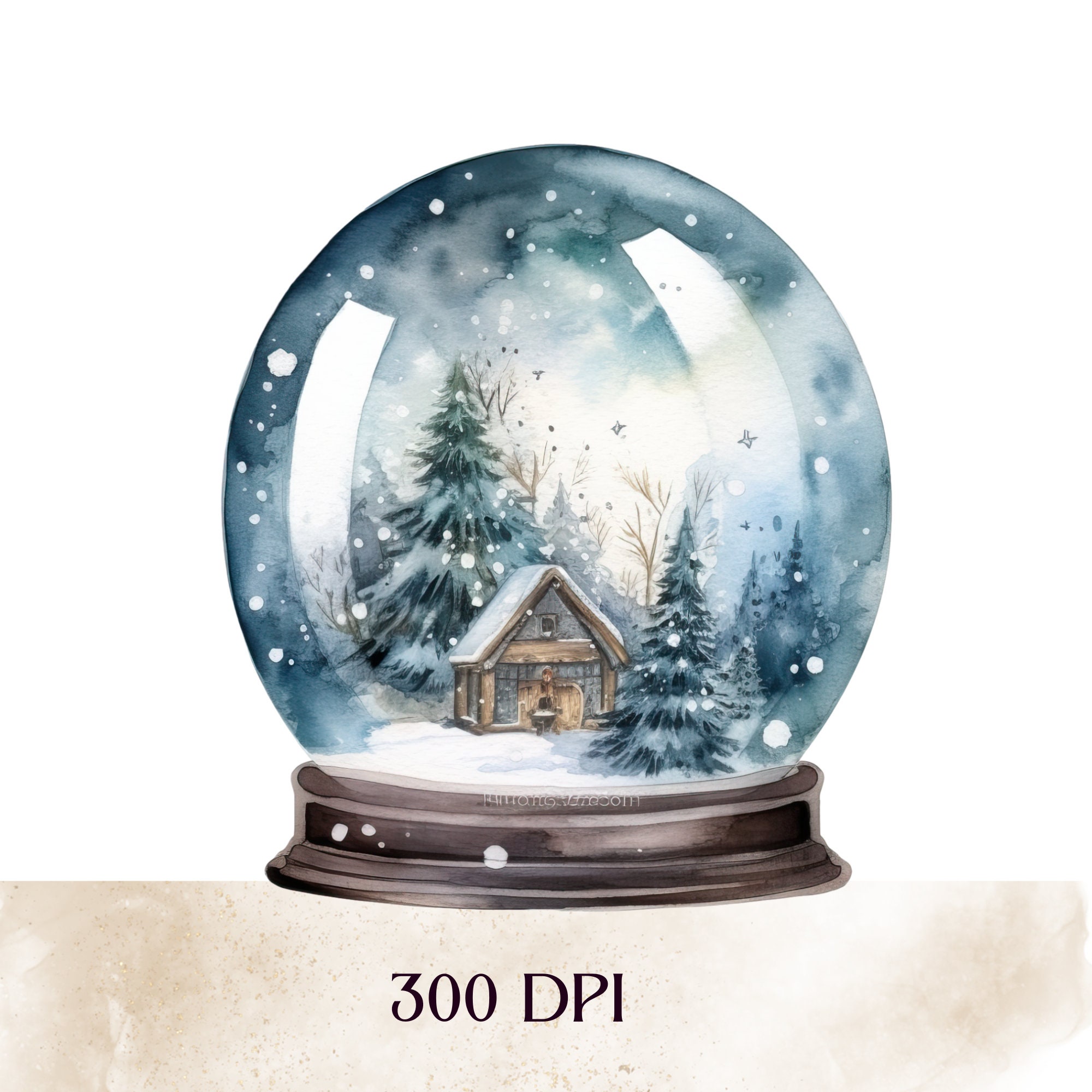 Christmas Snow Globe Clipart, Watercolor Christmas Clipart, Christmas ...