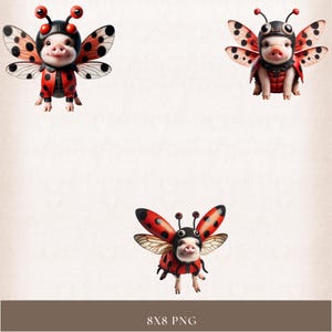 Cute Pig Clipart, Lady Bug Pig, Lady Bug Clipart, Fashion Clipart ...
