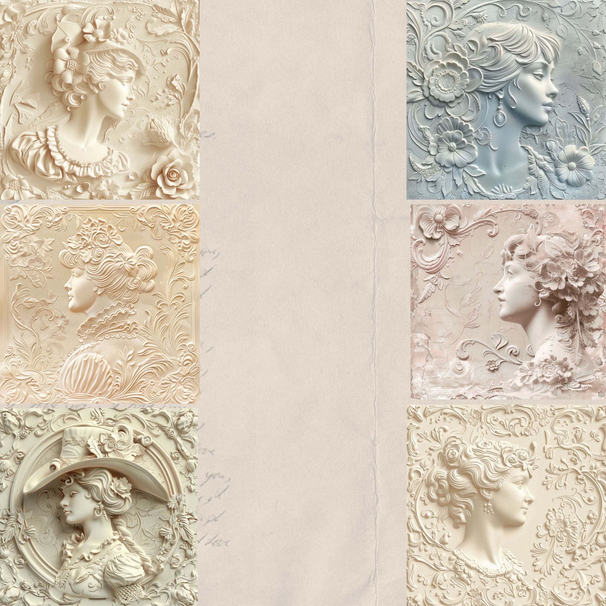 Embossed Victorian Lady Digital Papers, Vintage Background Papers ...