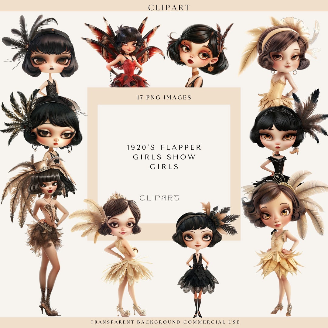 Flapper Girls Clipart, Showgirls, Clipart, 1920's Clipart, Fashion Girl ...