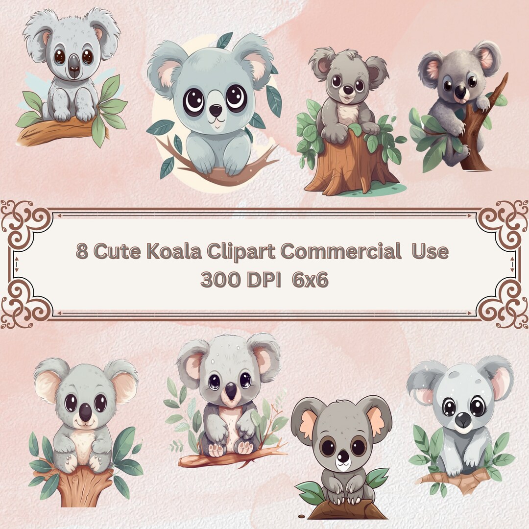 Koala Watercolor Clipart Cute Koala Png Nursery Decor Baby - Etsy