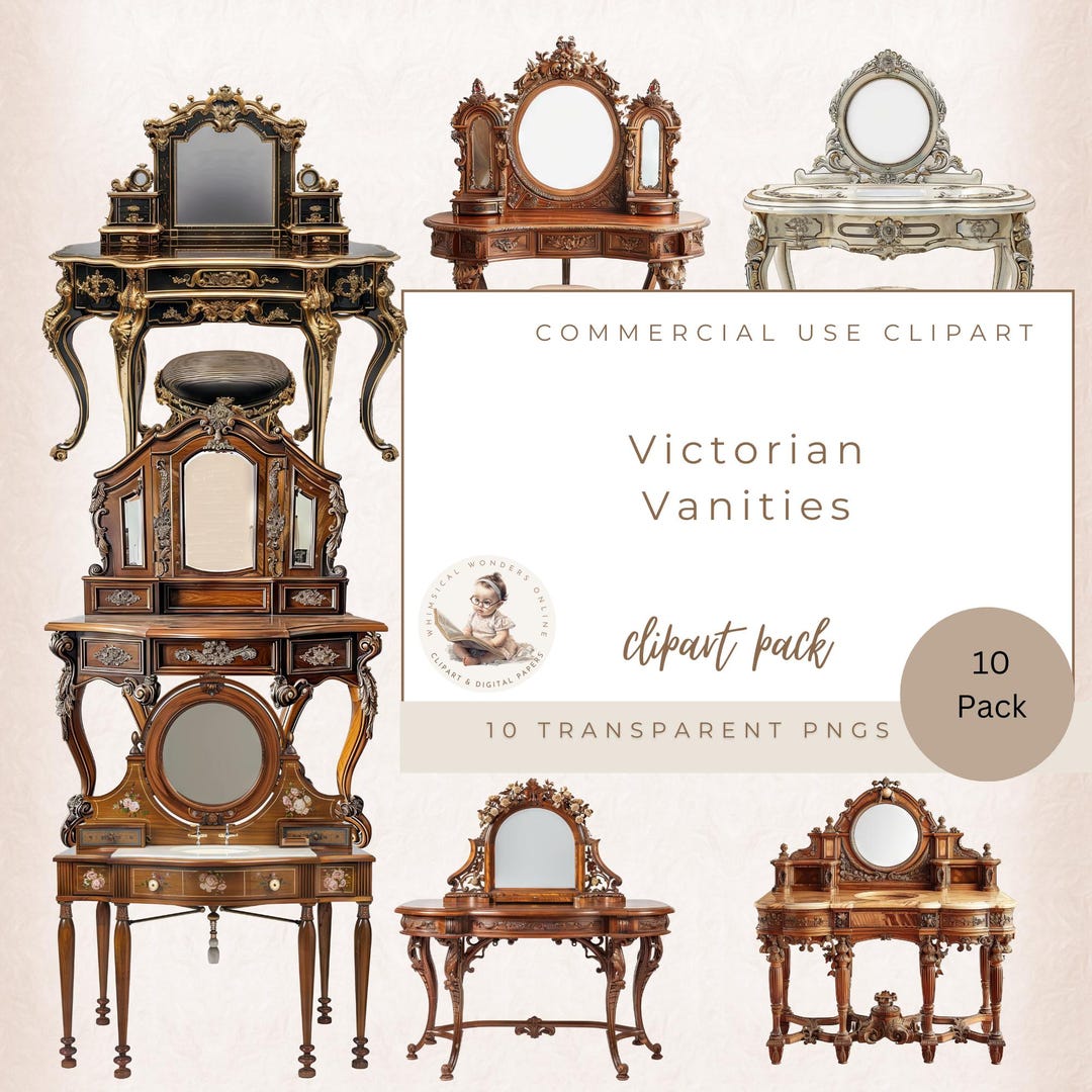 Victorian Vanities, Victorian Furniture Clipart, Antique Clipart ...