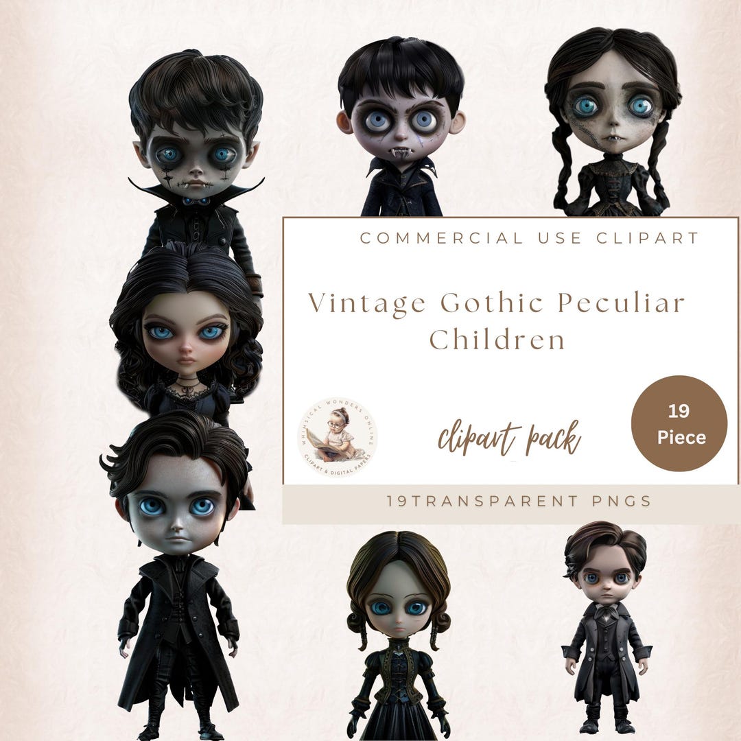 Peculiar Children Clipart, Vintage Gothic Character Clipart ...