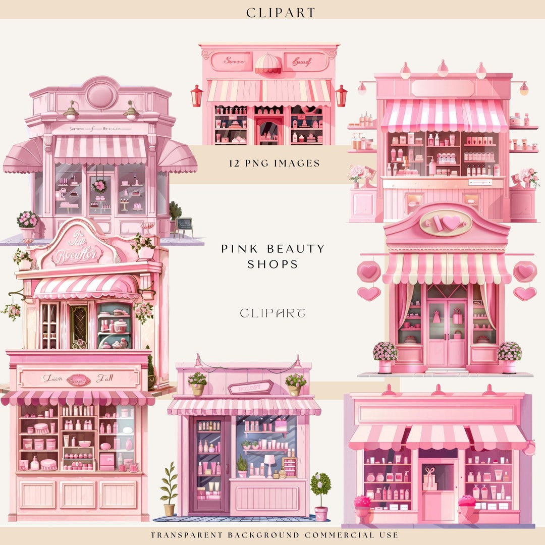 Watercolor Pink Boutique Shop, Shopfront Clip Art, Buildings Clipart ...
