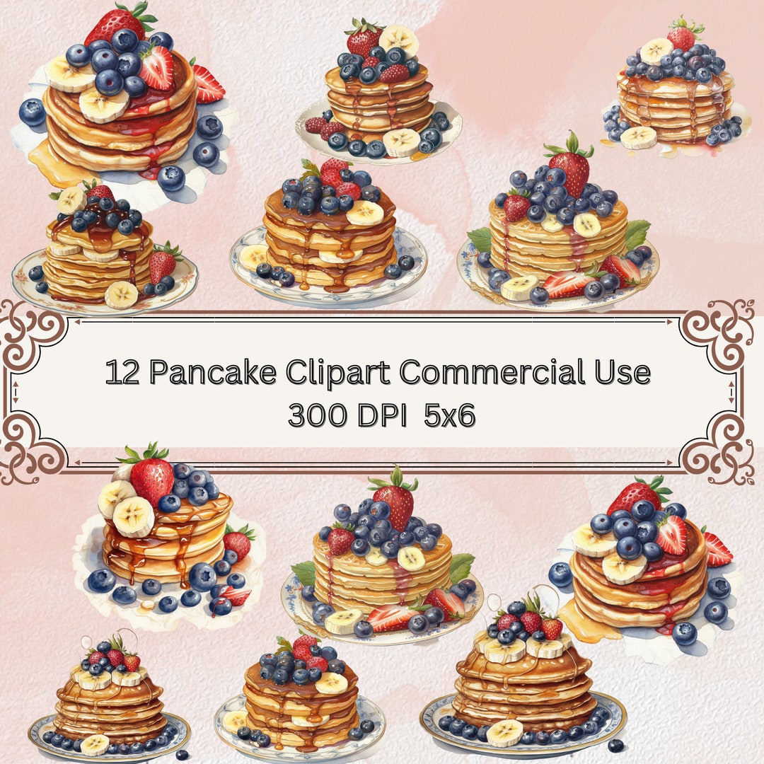 Watercolor Pancake Clipart Sweet Breakfast Clipart Bundle - Etsy