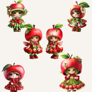 Apple Girls Clipart, Baby Shower Clipart, First Birthday Clipart ...