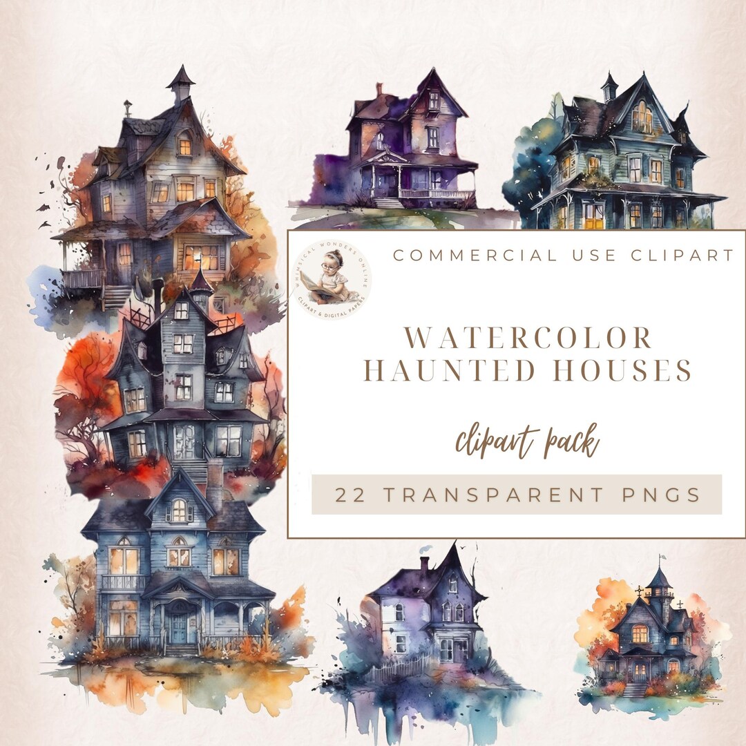 Haunted House Clipart, Watercolor Haunted House, Haunted House PNG ...