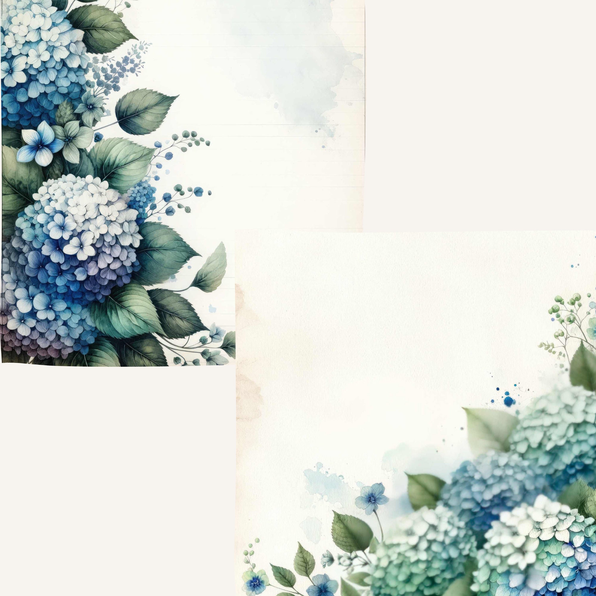 Hydrangea Digital Papers, Printable Background Papers for Decoupage ...