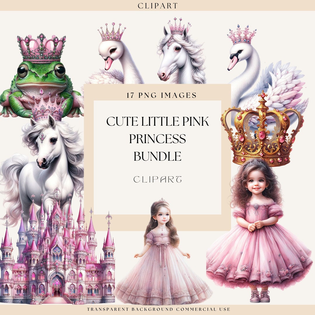 Little Pink Princess Clipart, Fairytale Clipart, Princess & Castle PNG ...