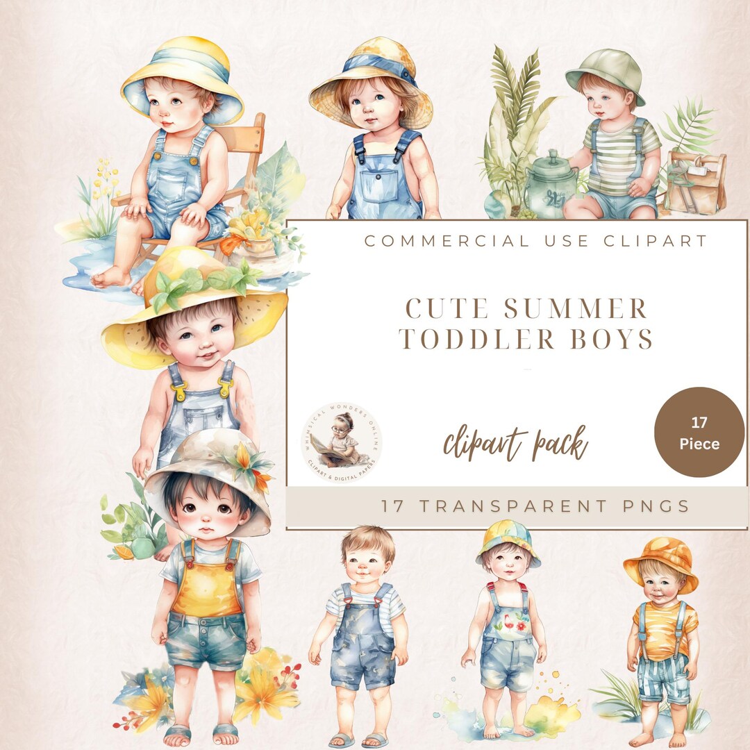 Summer Clipart, Summer Toddler Boy, Sunshine Beach Boy Clipart, Baby ...