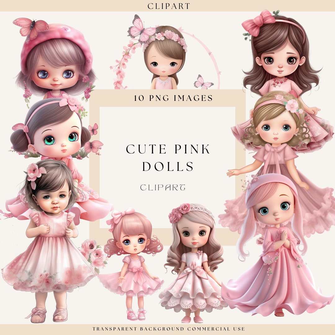 Cute Pink Doll, Doll Clipart, Fashion Girl Clipart, Princess Doll ...