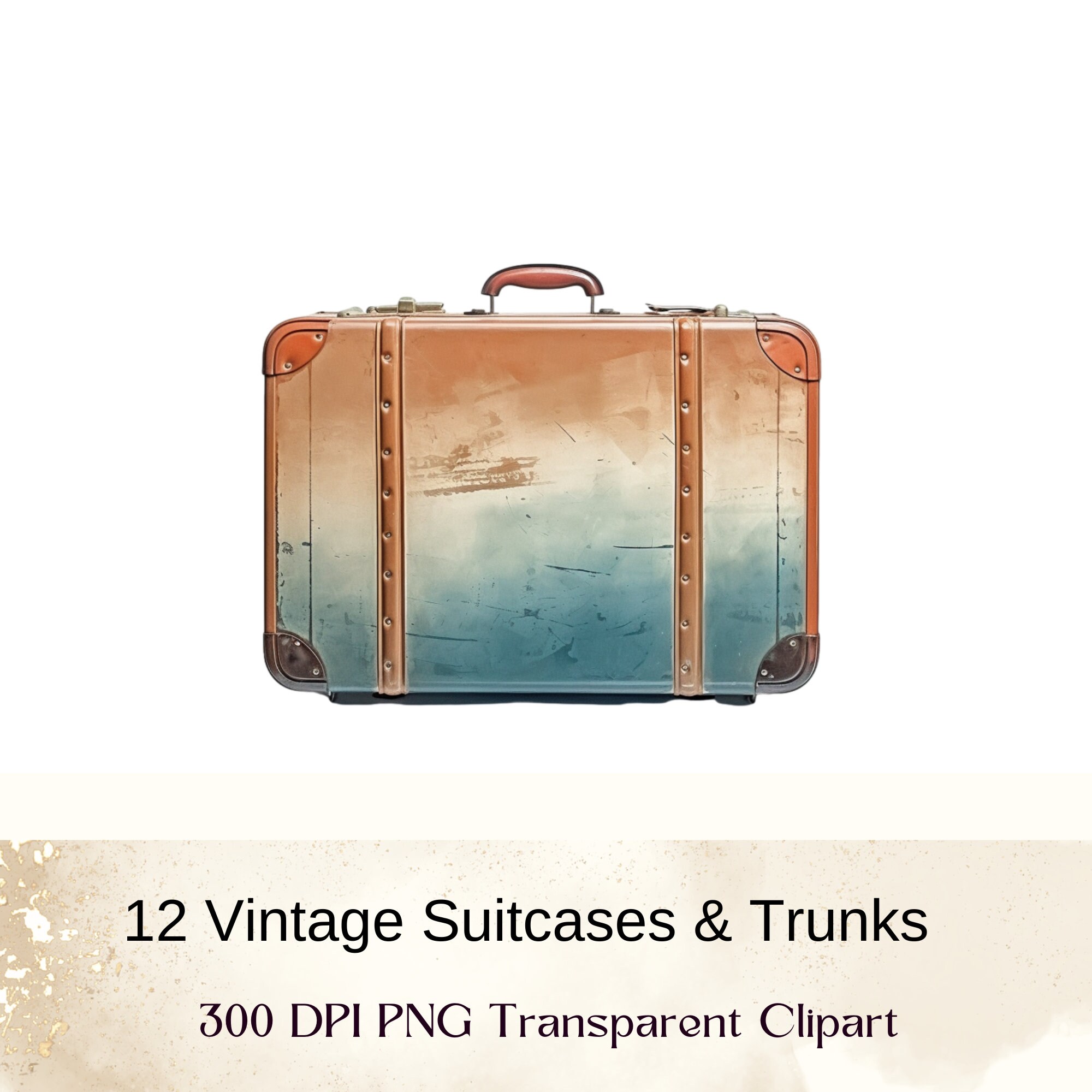 Vintage Suitcase and Trunk Clipart, Suitcase Clip Art, Commercial Use ...