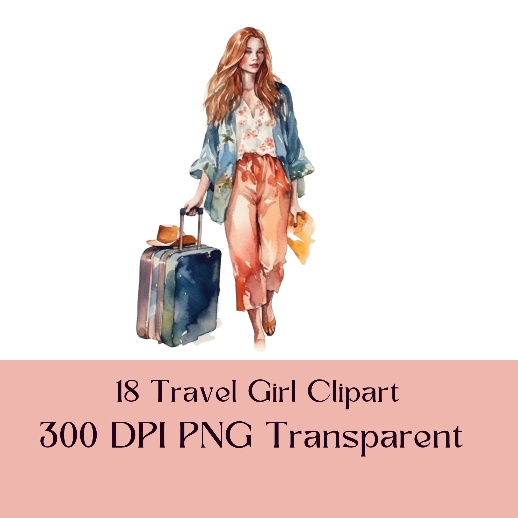 Travel Girls Clipart Bundle, Travel Clipart, Commercial Use, Travel ...
