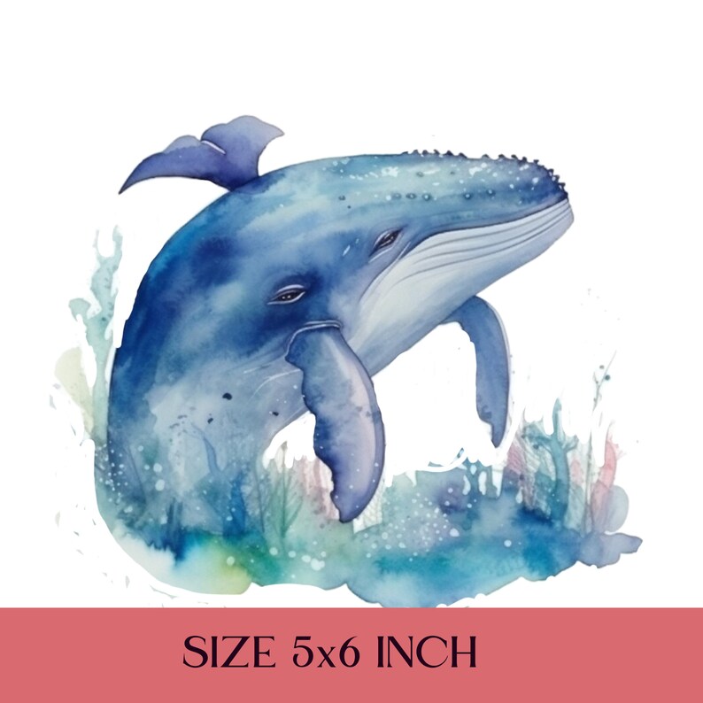 Underwater Clipart, Watercolor Shark, Whale, Fish, Octopus Clipart ...