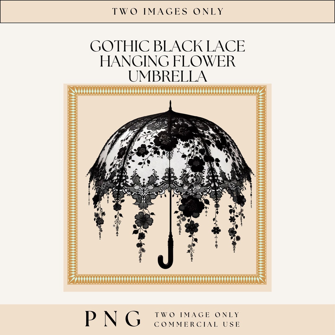 Goth Black Umbrella, Black Lace Umbrella, Fashion Umbrella Clipart ...