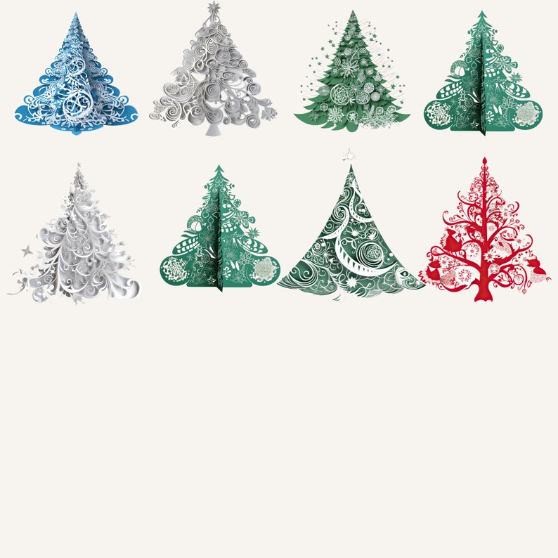Trees Clipart, Paper Style, Christmas Clipart, Christmas Tree ...