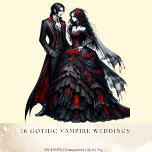 Gothic Clipart, Vampire Wedding, Vampire Clipart, Goth Fashion, Dark ...