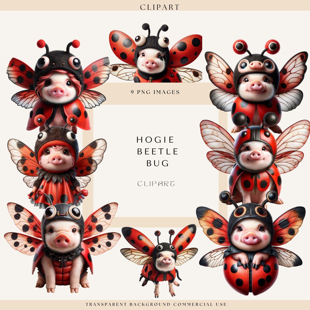 Cute Pig Clipart, Lady Bug Pig, Lady Bug Clipart, Fashion Clipart ...