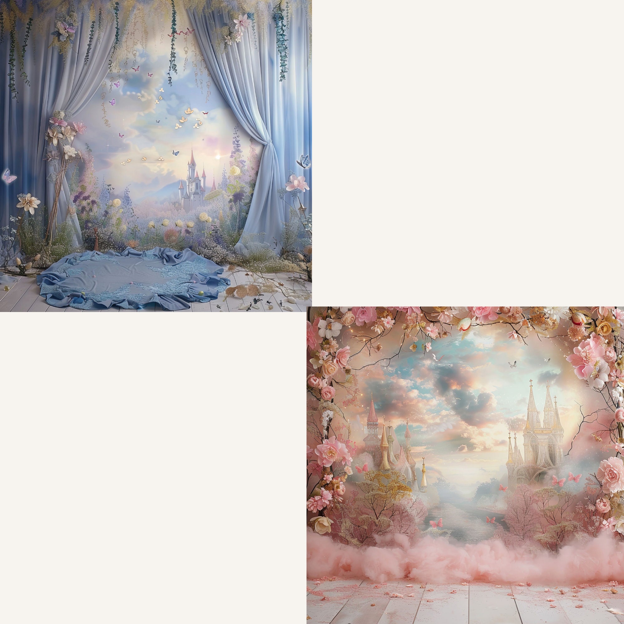 Digital Backdrops, Fantasy Background Papers, Princess Castle Digital ...