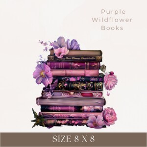 Purple Floral Books Clipart, Books Clipart, A New Chapter, Flower ...