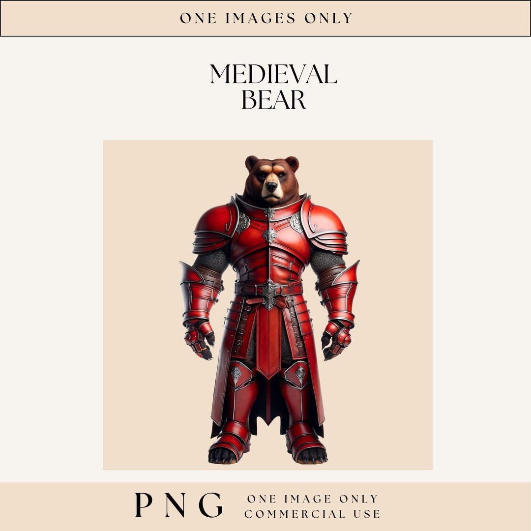 Medieval Bear, Bear in Armour, Warrior Clipart, Fantasy Clipart, Knight ...