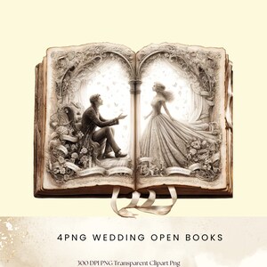 Open Book Clipart, Wedding Open Book, Book Worm Clipart, Fairytale ...