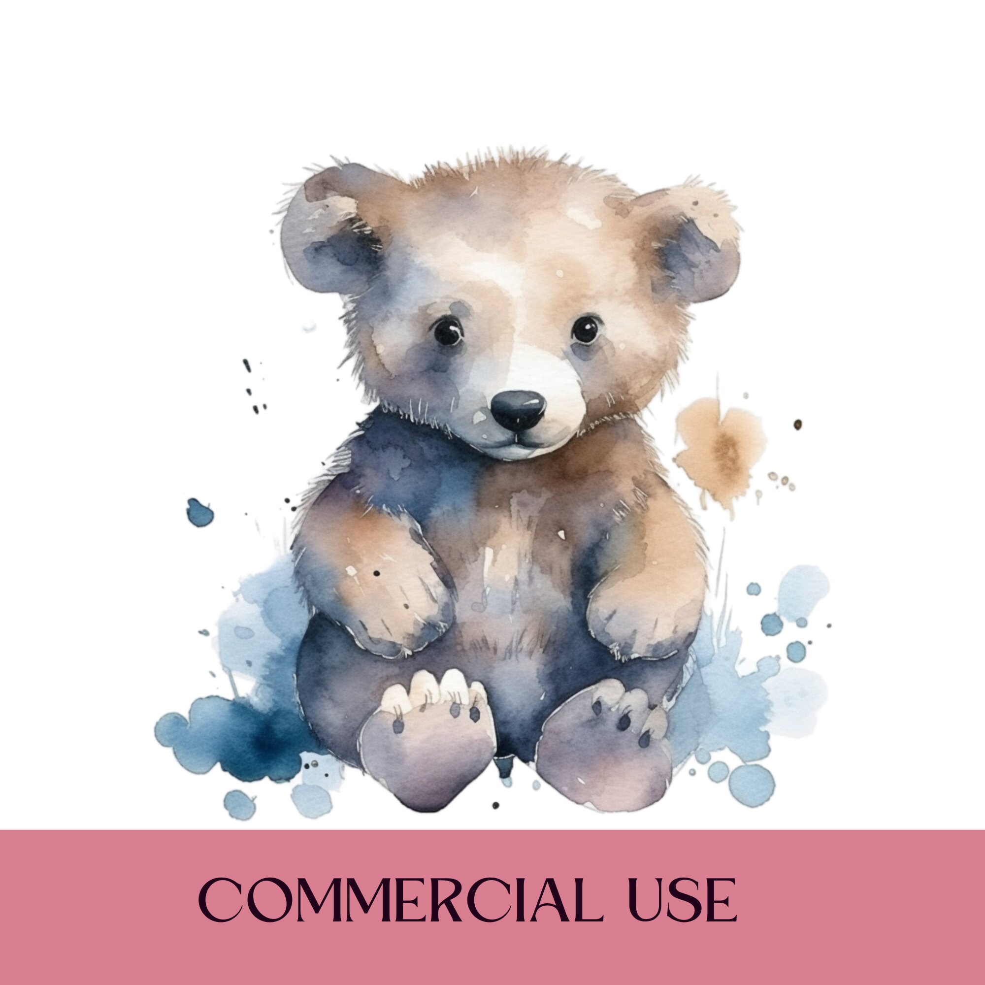 Baby Bear Clipart Watercolor Clipart Bear Cute Forest - Etsy