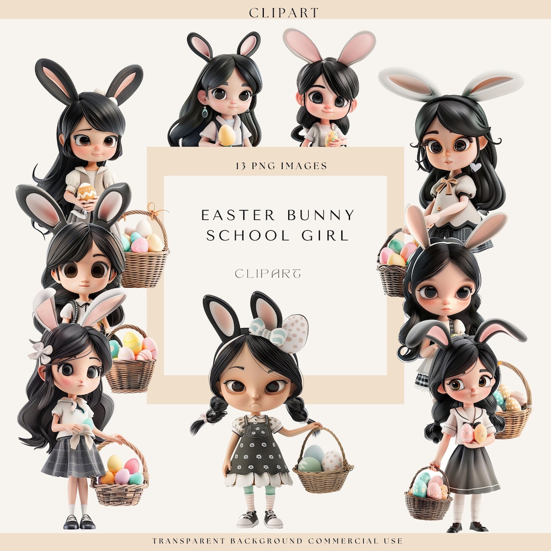 Easter Clipart, Easer Girl Clipart, Easter Bunny School Girl, Easter ...