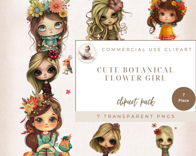 Blue Garden Girl Clipart | Set of 10 | High Quality 300 DPI Jpegs ...