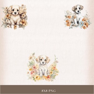 Watercolor Floral Puppy Clipart Bundle,puppy Graphics,puppy Sublimation ...