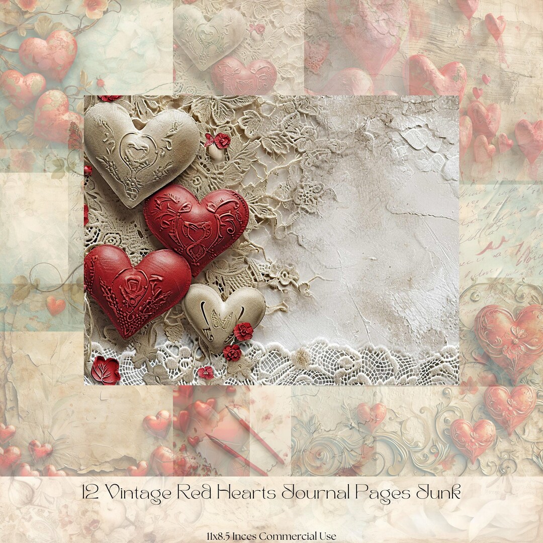 Vintage Romance Digital Papers, Love Digital Papers, Valentine ...