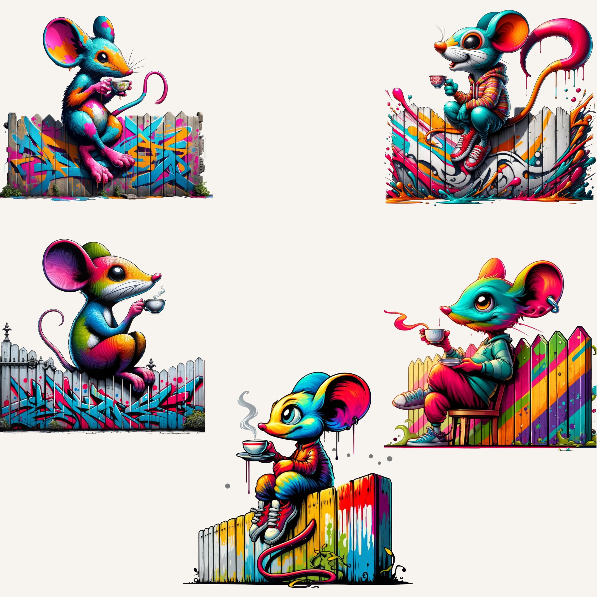 Mouse Teatime Clipart, Transparent PNG, Colorful Quirky Mouse Graphics ...