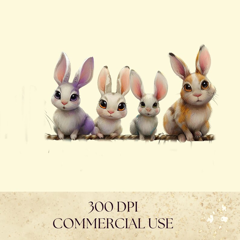 Whimsical Quirky Bunny Clipart Bundle, Weird Quirky Wall Art, Rabbit on ...