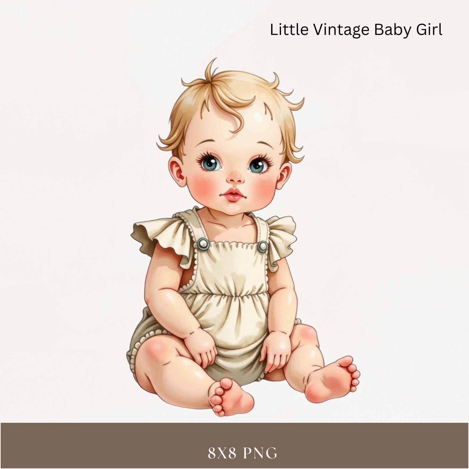 Little Vintage Baby Girl Clipart, Watercolor Cute Baby Girl Graphics ...