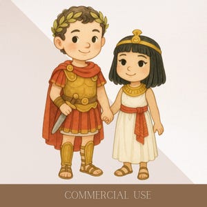 Cute Ancient Egypt Clipart Bundle, Baby Cleopatra, Pharaohs, Pyramids ...