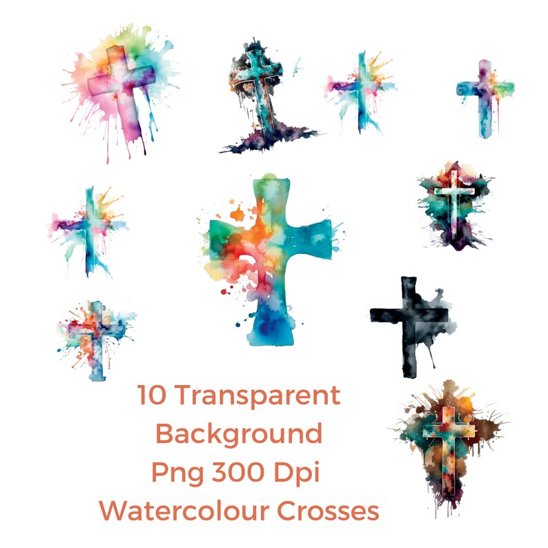 Watercolor Christian Cross Clipart Pack Clipart for - Etsy
