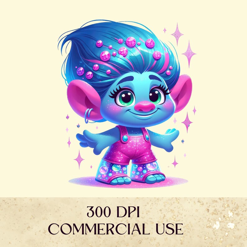 Trolls Clipart Troll Print Trolls Birthday Sparkle Troll - Etsy